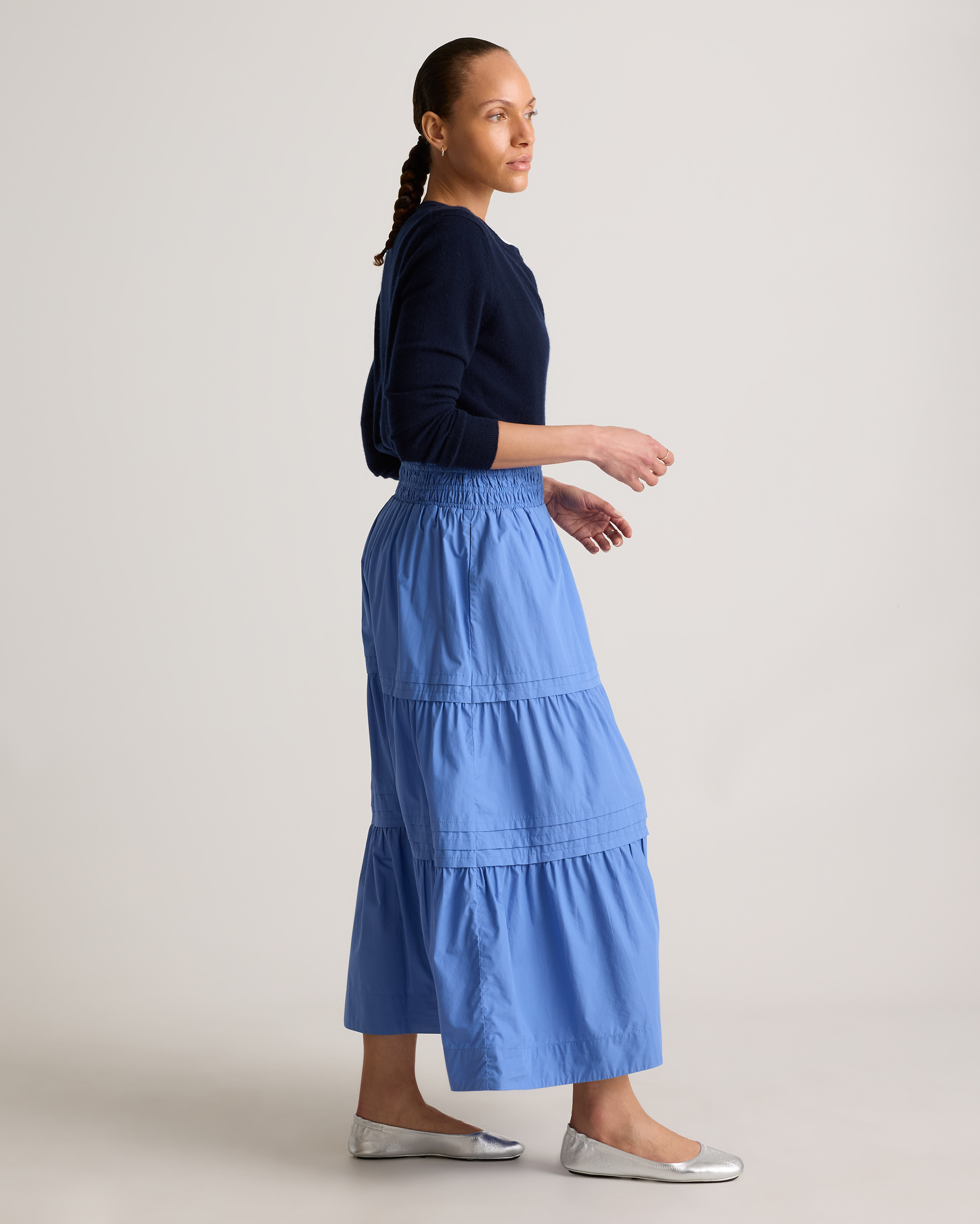 QUINCE Poplin Tiered Maxi Skirt